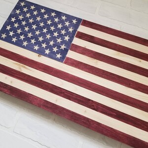 Hand Crafted Rustic Wooden American Flag - Red, White and Blue Wood ...