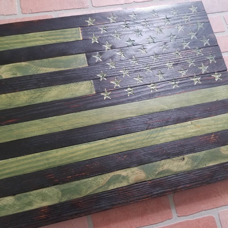 Rustic Wooden American Flag Military Camo Right Shoulder | Etsy