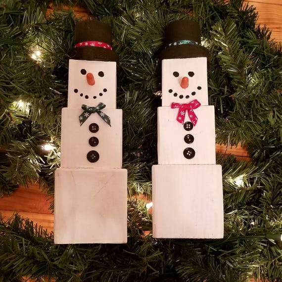 Wooden Block Snowman