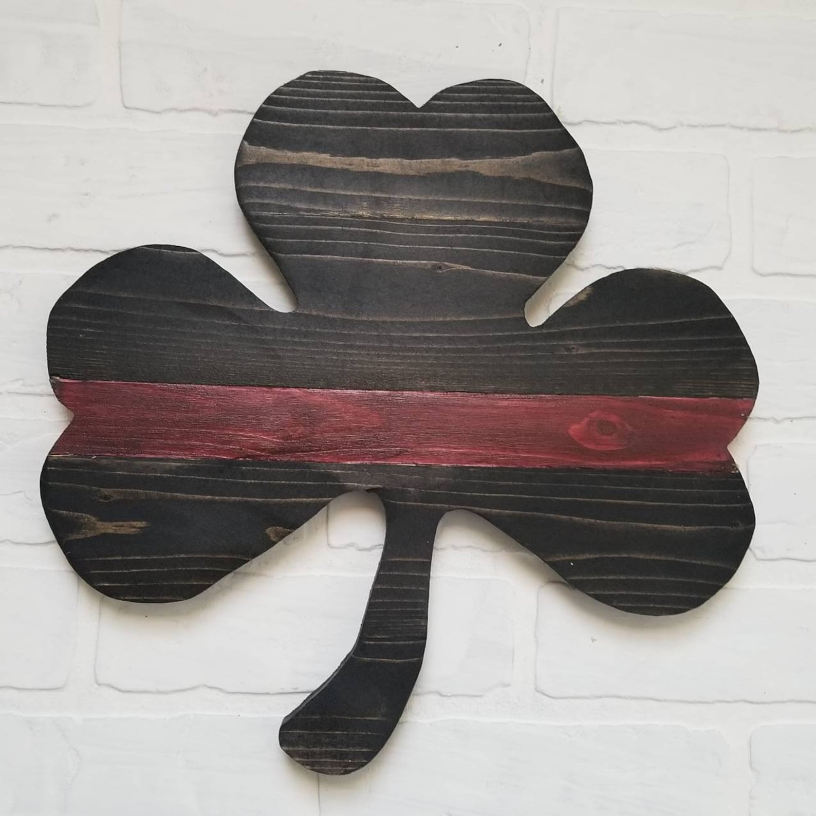 Firefighter Thin Red Line Shamrock Reclaimed Wood - Etsy