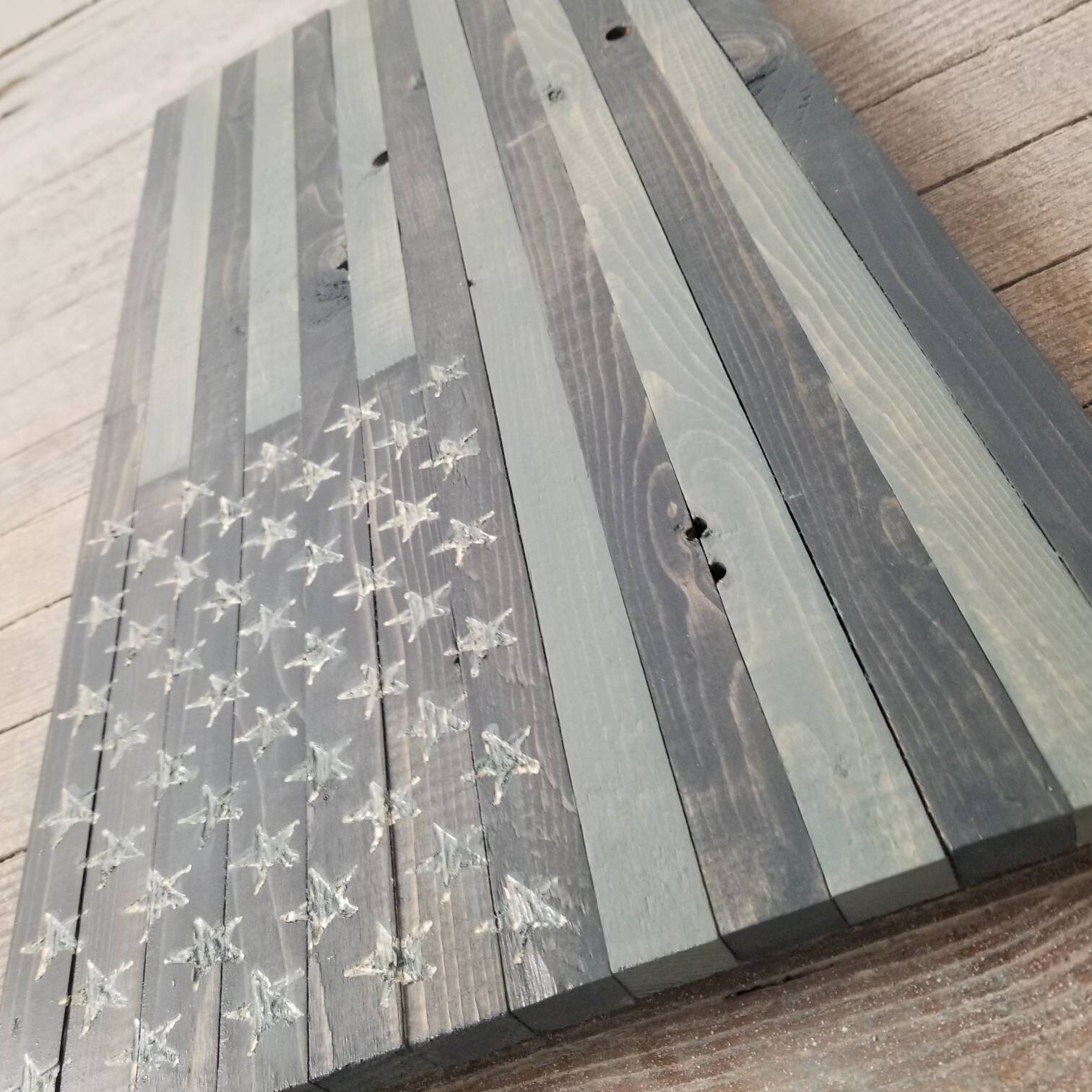 Shades of Gray Rustic Wooden American Flag Patriotic Home | Etsy
