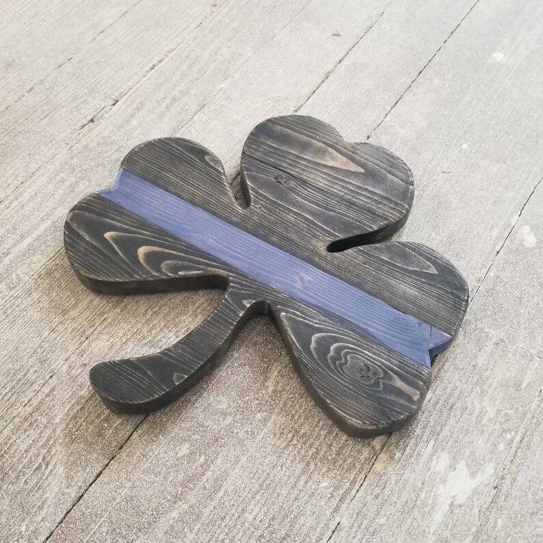 Police Officer Thin Blue Line Shamrock Reclaimed Wood - Etsy