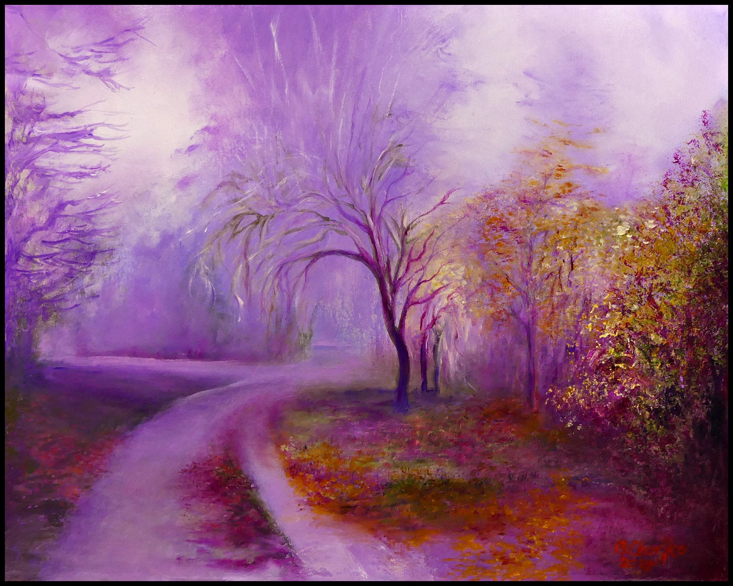 Original Violet Forest Oil Painting Art & Collectibles Painting etna.com.pe