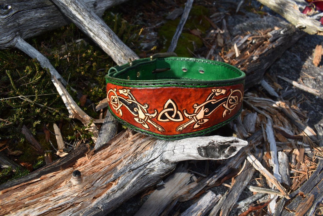 Celtic Tapered Tooled Dog Collar - Etsy