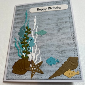 Happy Birthday Nautical Card, Birthday Ocean of Fish Card, 3D Birthday ...