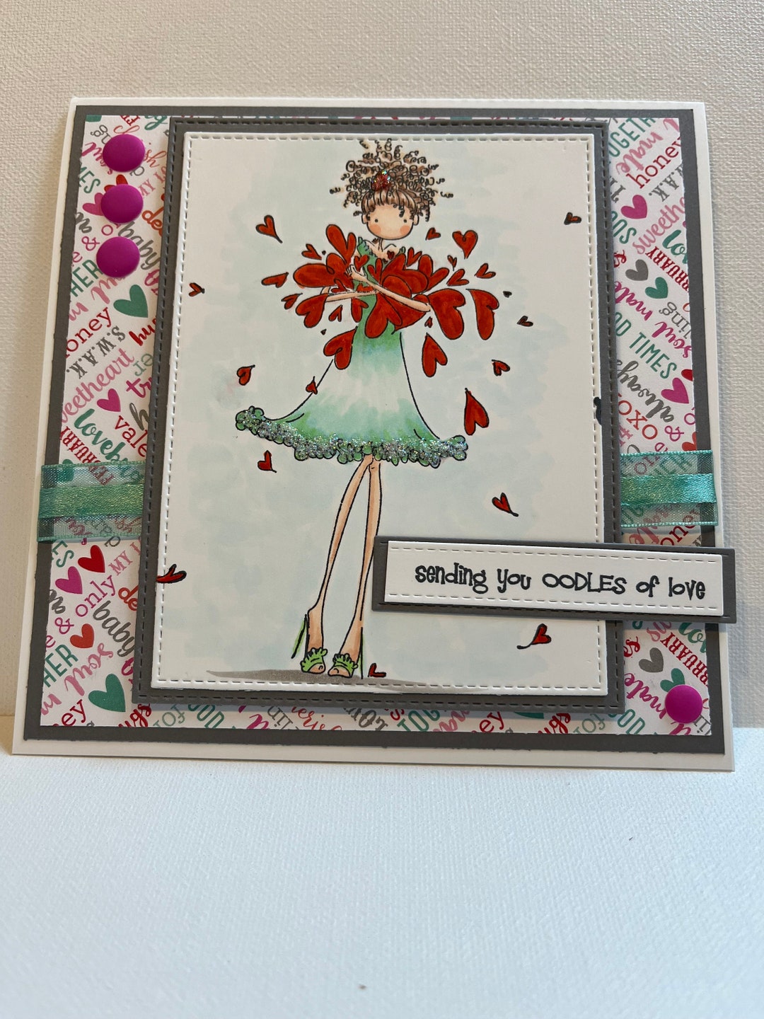 Sending You Oodles of Love Card, Valentines Card, 3D Valentines Card ...