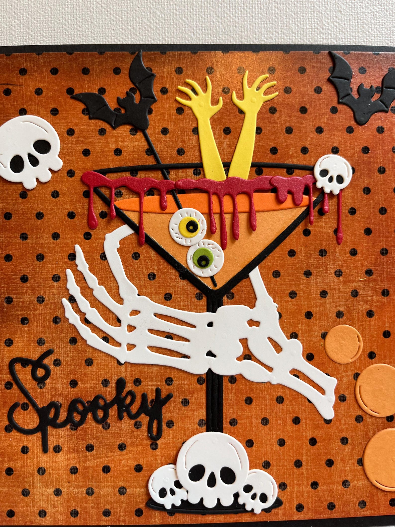 Spooky Halloween Card, Witches Brew With Eyeballs Skulls and Witch Hats ...