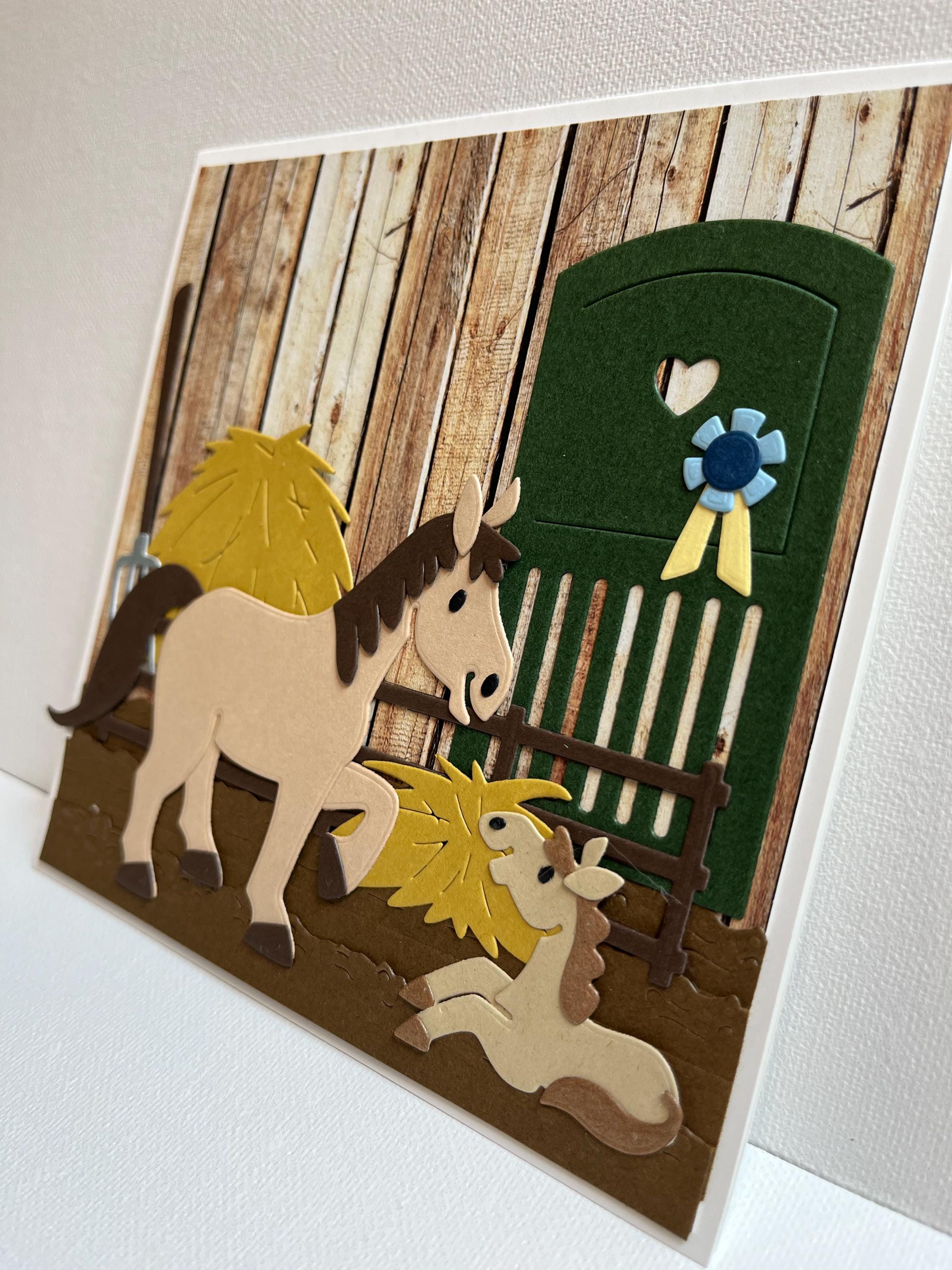 3D Horse & Colt Barn Birthday Card: Farm Animal Greeting - Etsy