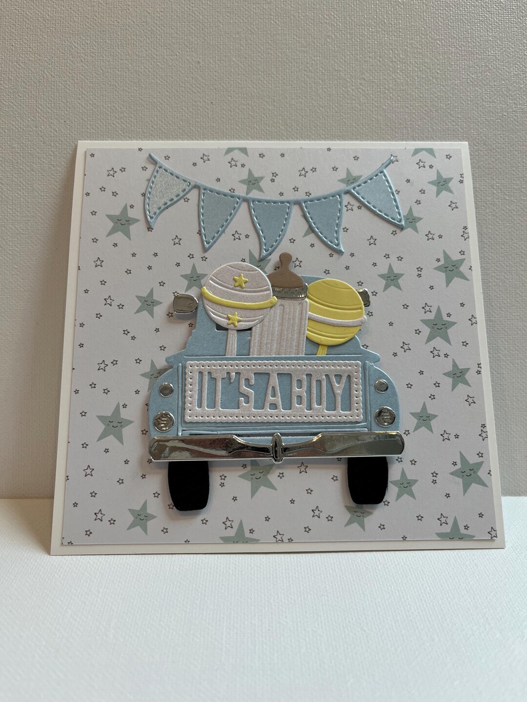 It's A Boy Baby Card, Sweet Baby Boy Card, Baby Shower Card, 3D Classic ...
