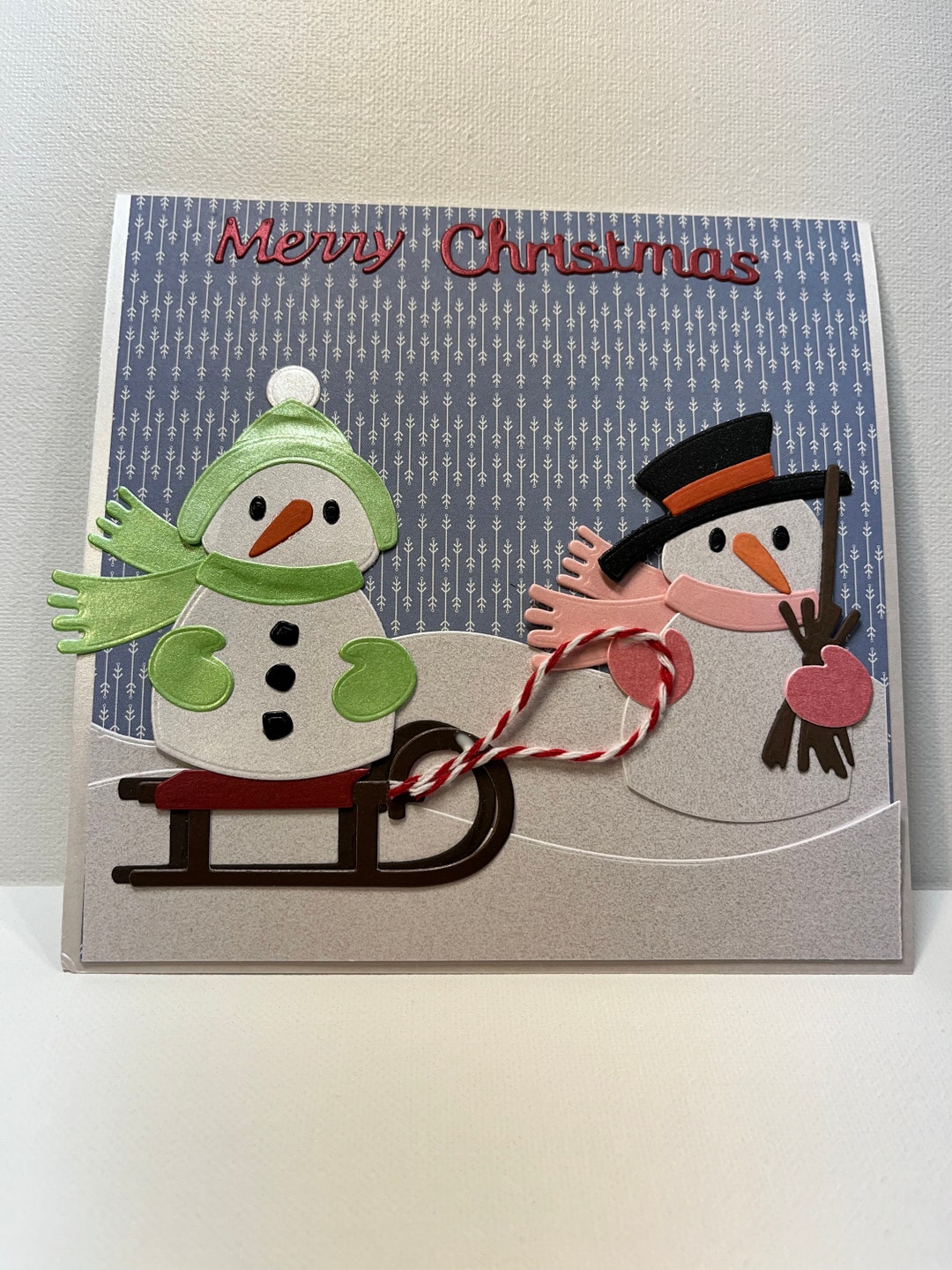 Merry Christmas Snowman Card, 3D Snowman Card, Handmade Christmas Card ...