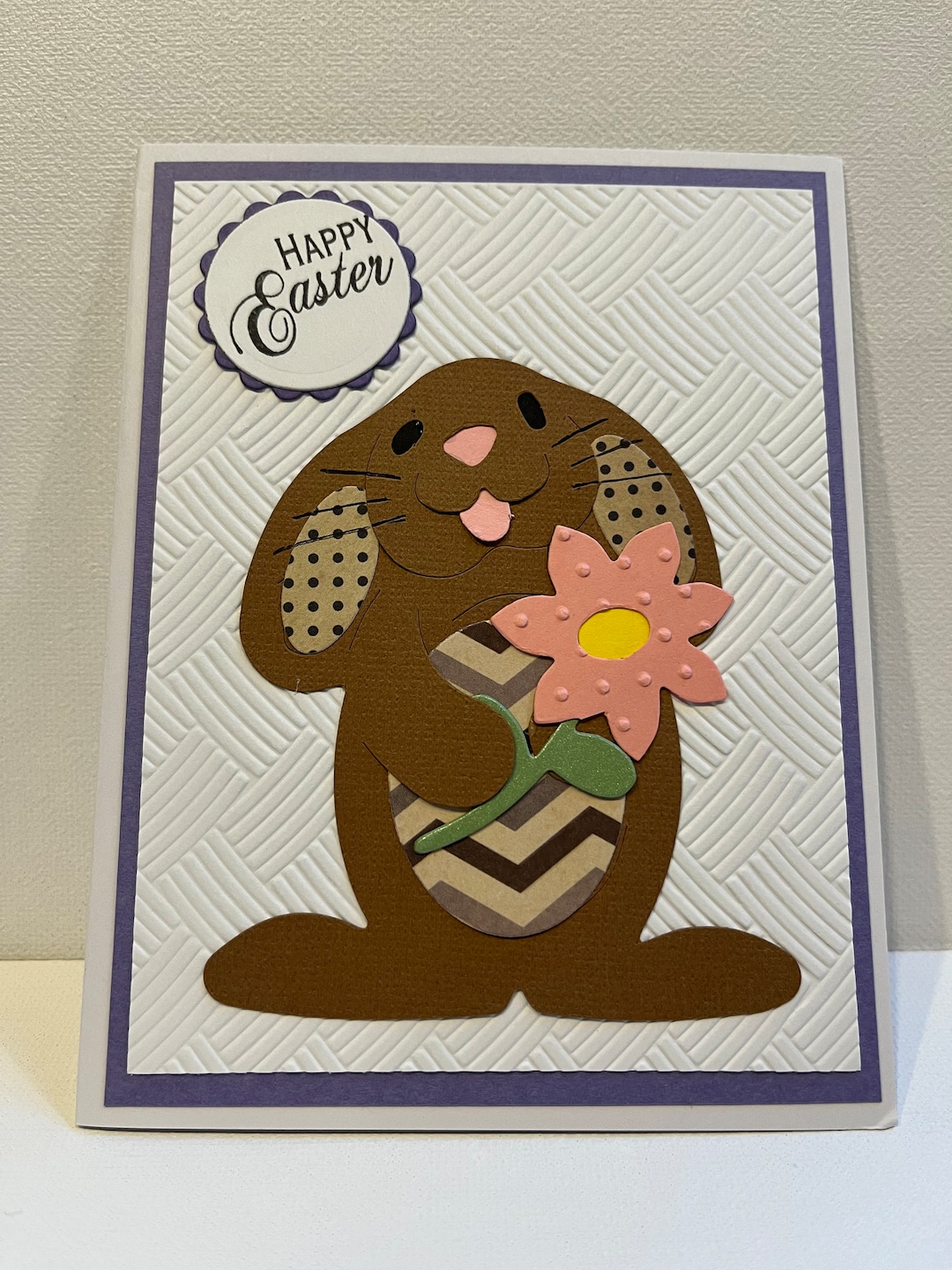 Happy Easter Card, 3D Easter Bunny Card, Funny Easter Bunny Card, Embossed Background Easter ...