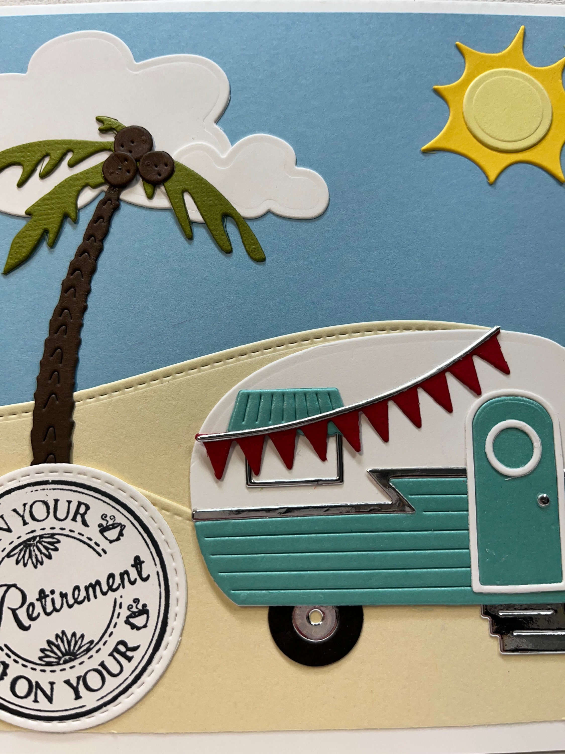Retirement Card, camping on the Beach Retirement Card, Handmade ...