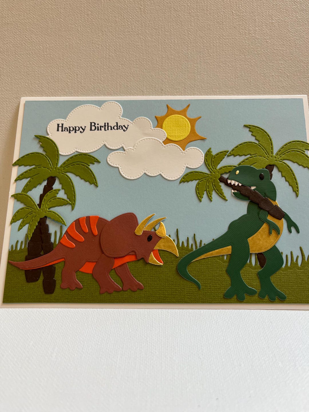 Happy Birthday Dinosaurs Card, Dinosaurs Lover Card, Dinosaurs Birthday ...
