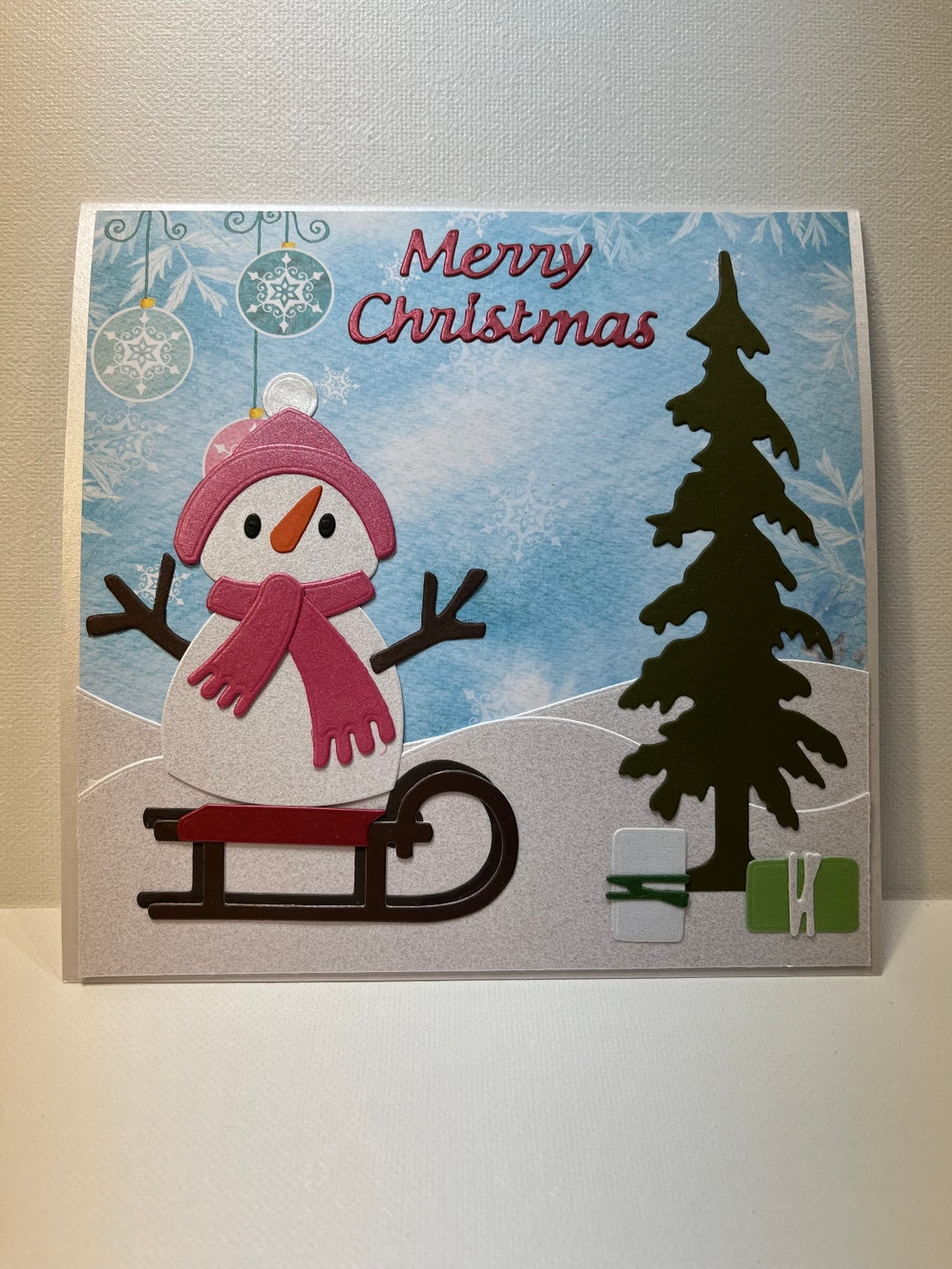 Merry Christmas Snowman Card, 3D Snowman Card, Handmade Christmas Card ...
