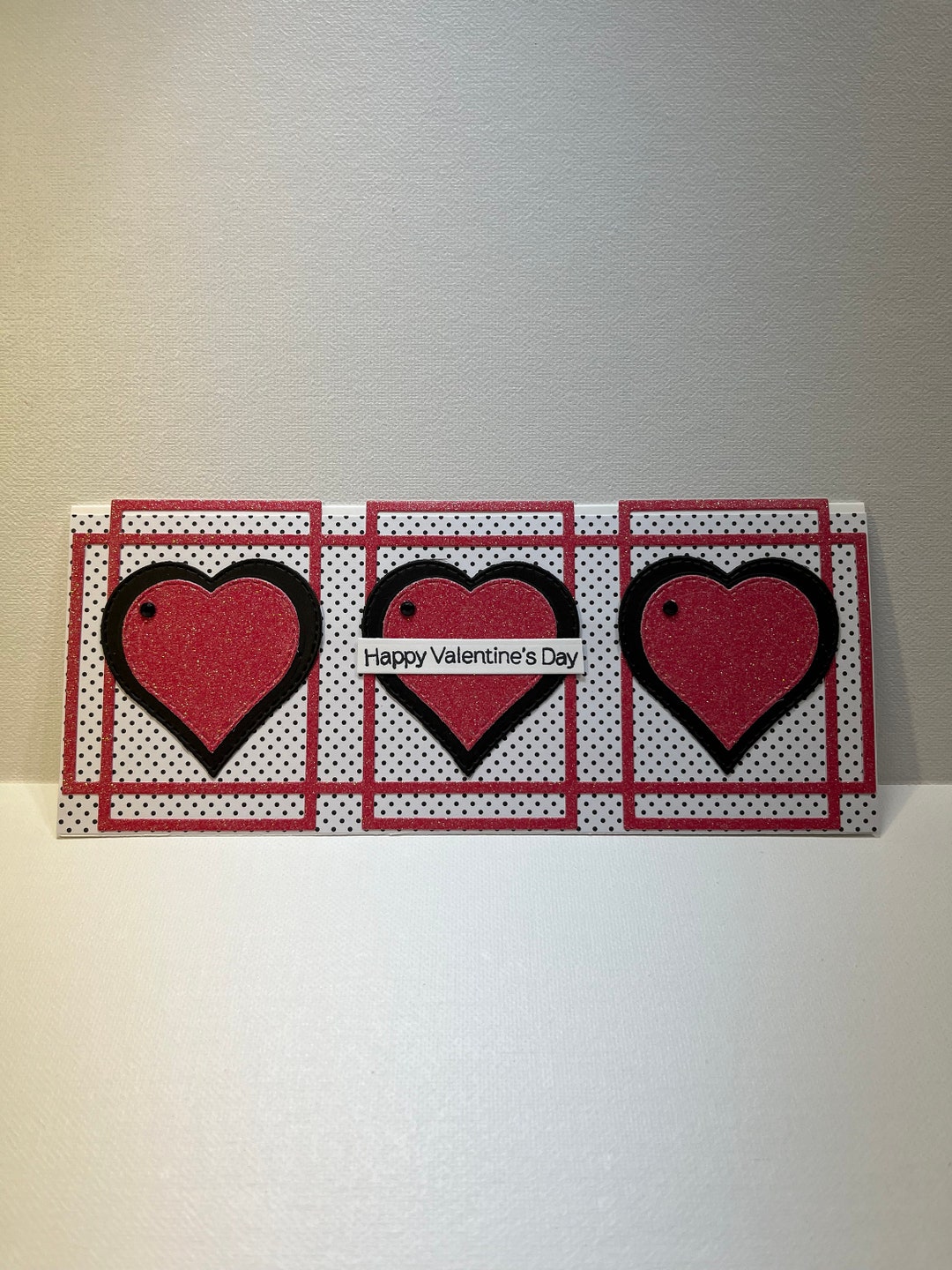 Happy Valentines Day Card, Hearts and Squares Valentines Day Card ...