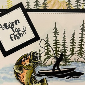 Born to Fish Card, Love to Fish Card, Masculine Birthday Card, Gone ...