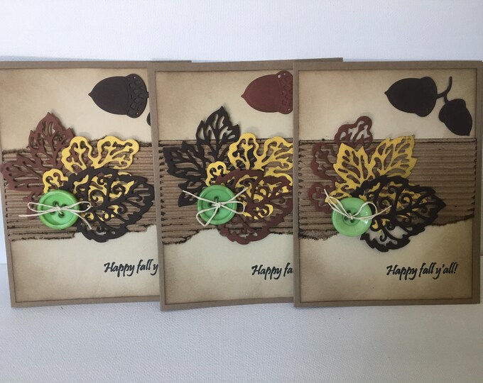 Happy Fall Y'all Cards, Set of 3 Cards, Fall Leaves Cards, Fall Cards ...