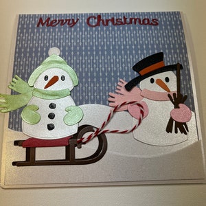 Merry Christmas Snowman Card, 3D Snowman Card, Handmade Christmas Card ...
