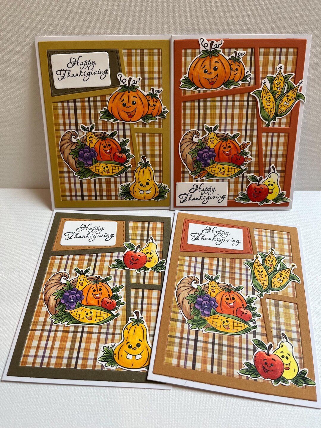 Happy Thanksgiving Cards, Cornucopia Fall Cards, Pumpkins, Corn, Squash ...