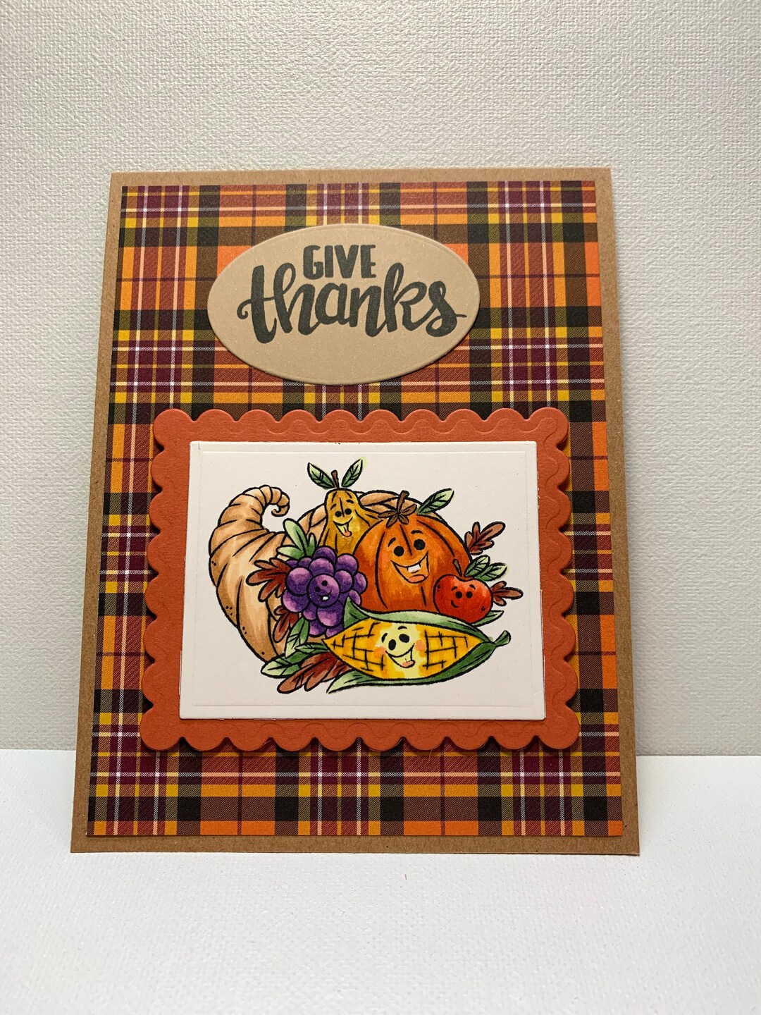 Give Thanks Card, 3D Thanksgiving Card, Cornucopia Give Thanks Card ...