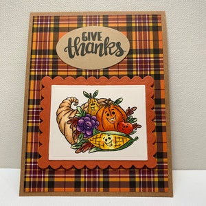 Give Thanks Card, 3D Thanksgiving Card, Cornucopia Give Thanks Card ...