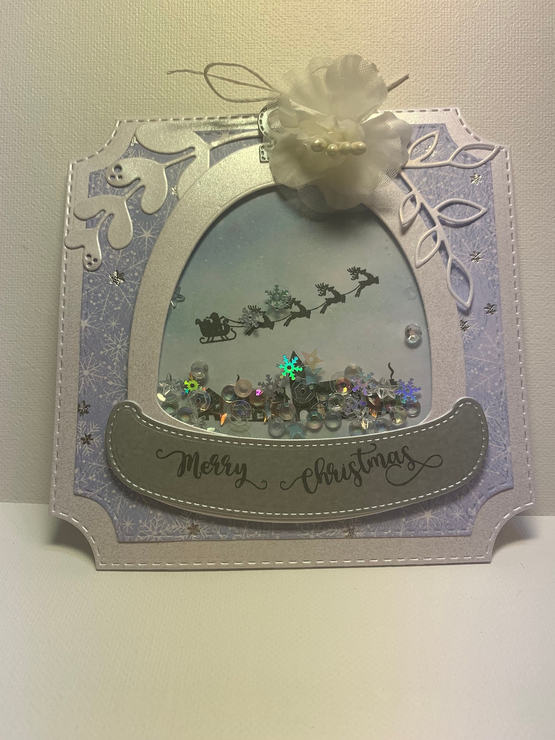 Merry Christmas Shaker Card, Snow Globe Shaker Card, 3D Snow Globe ...