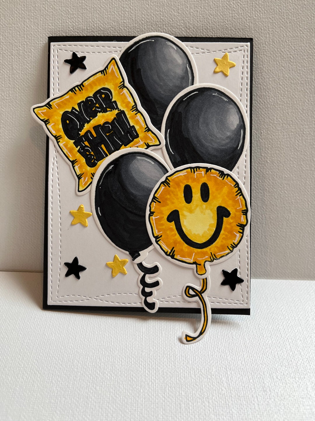 Over the Hill Birthday Card, Black Balloons Card, Handmade Birthday ...