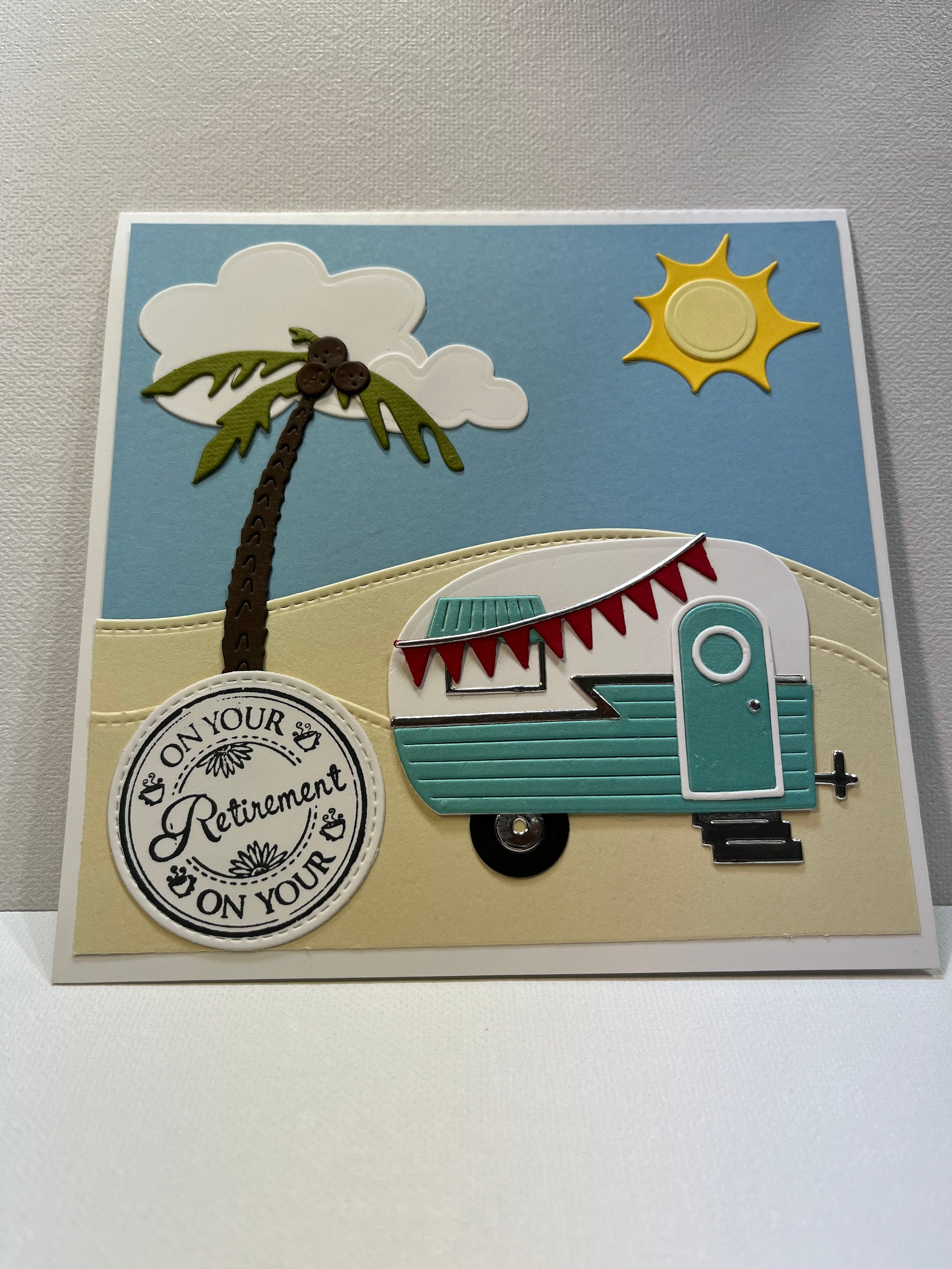 Retirement Card, camping on the Beach Retirement Card, Handmade ...