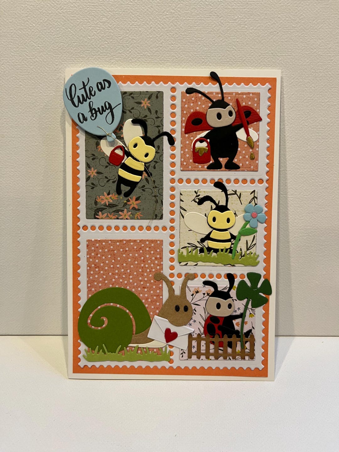 Cute as A Bug Card, Snails, Bees and Lady Bugs in the Grass Card, Bugs ...