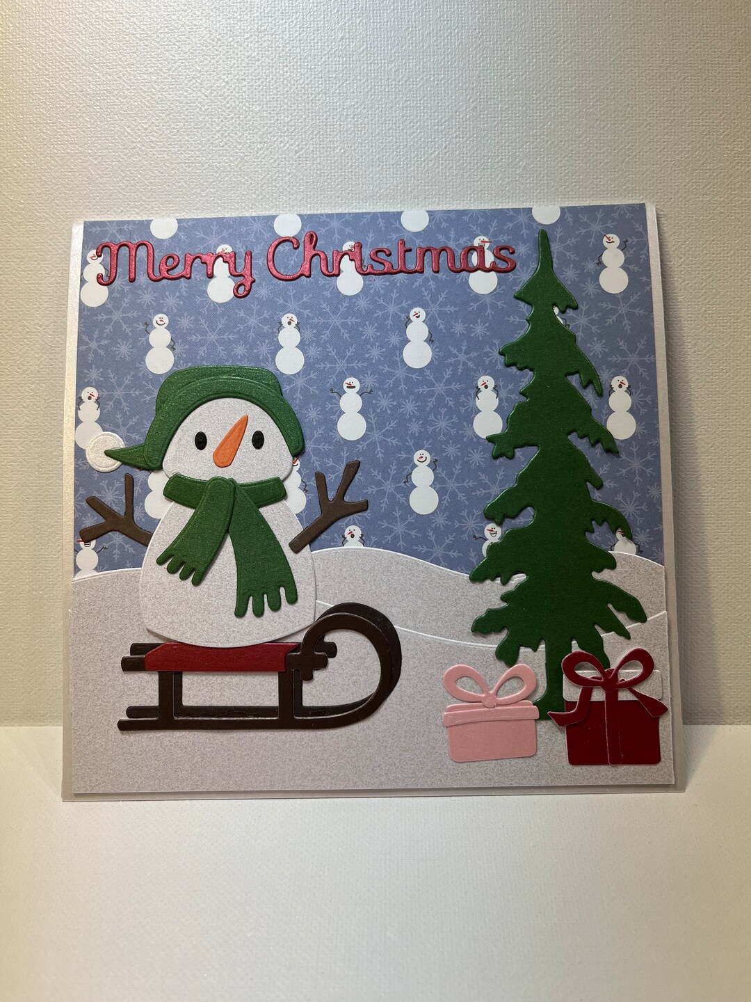 Merry Christmas Snowman Card, 3D Snowman Card, Handmade Christmas Card ...