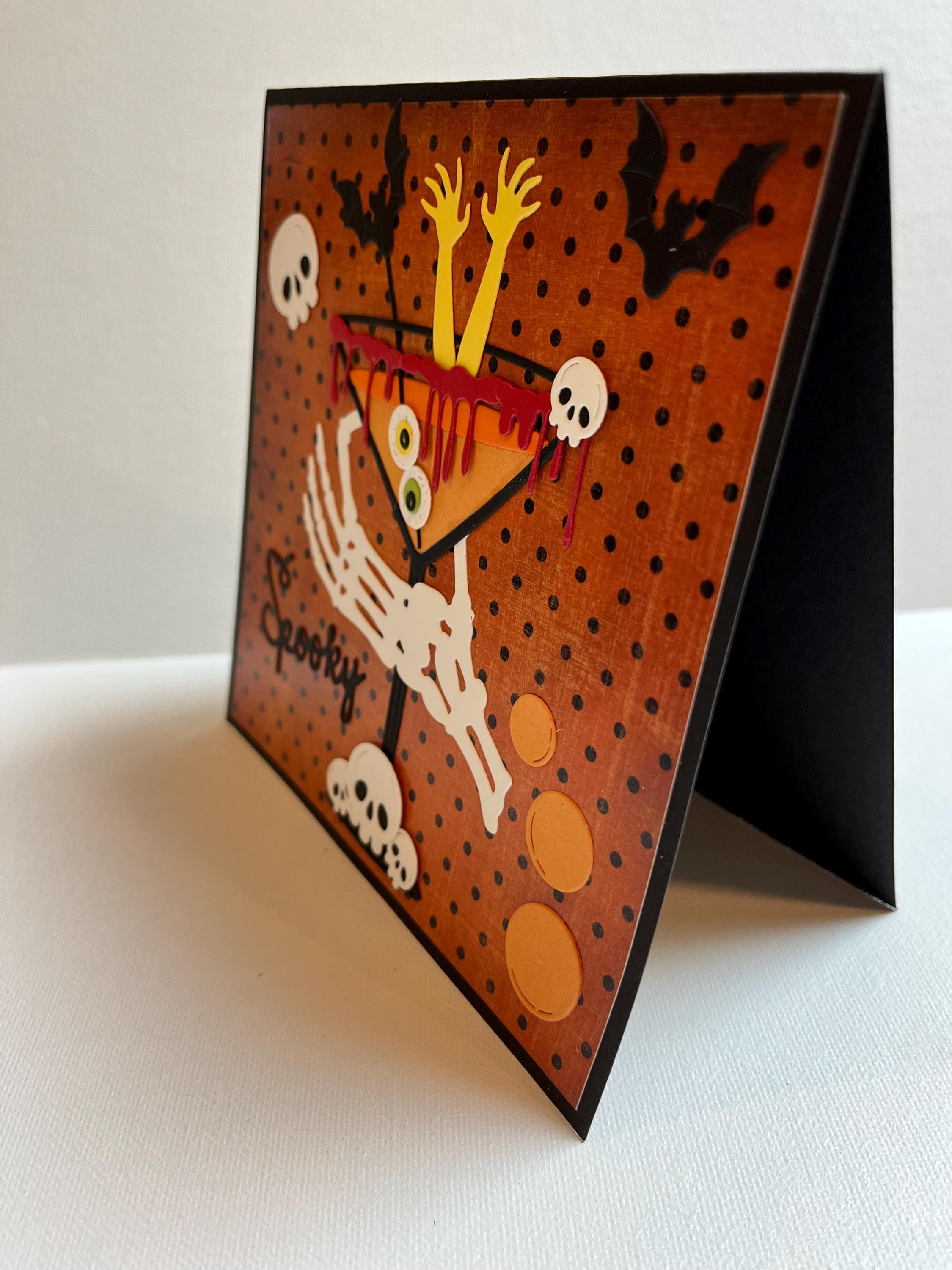 Spooky Halloween Card, Witches Brew With Eyeballs Skulls and Witch Hats ...
