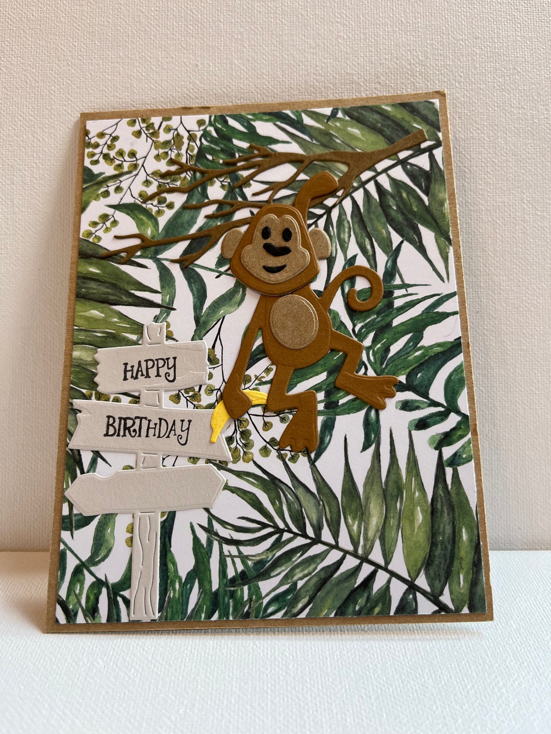 Happy Birthday Card, Monkey Birthday Card, Child Birthday Card, Monkey ...