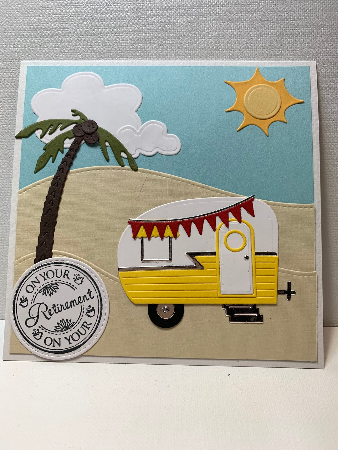 Retirement Card, "camping on the Beach" Retirement Card, Handmade ...