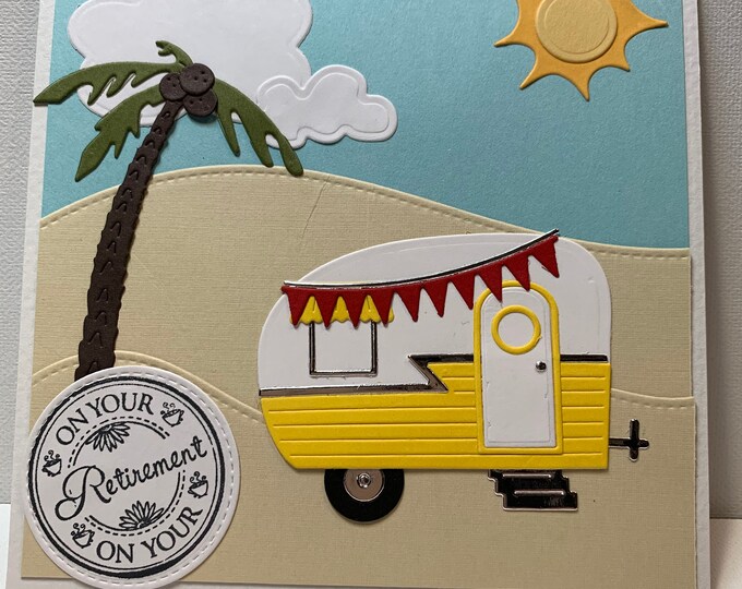 Retirement Card, "camping on the Beach" Retirement Card, Handmade ...