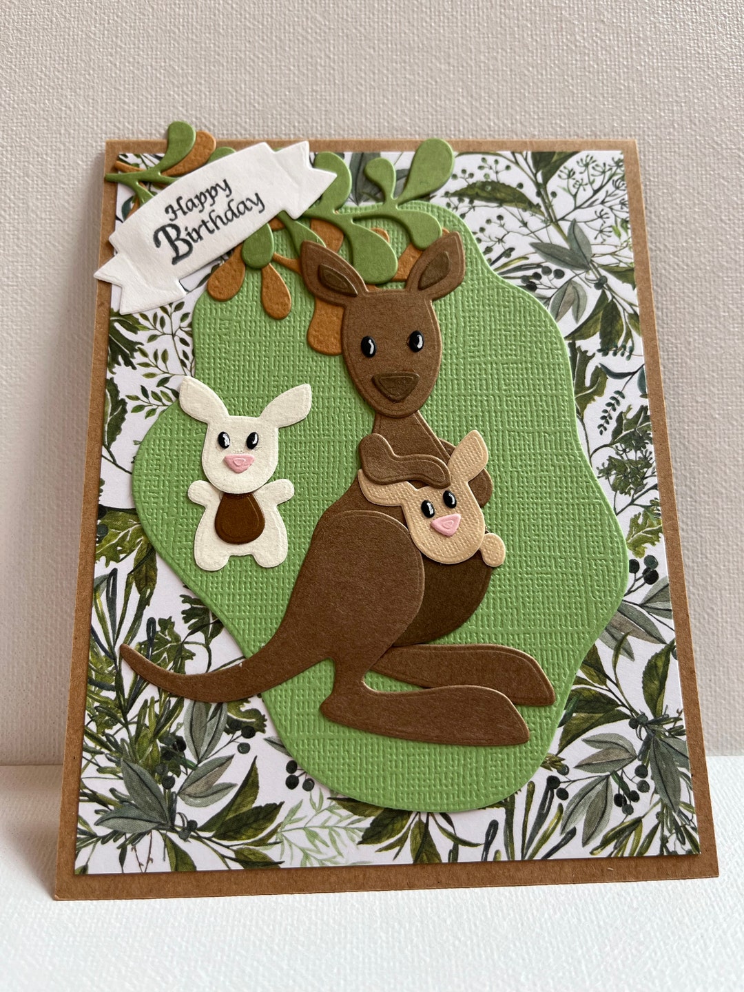 Happy Birthday Kangaroo Card, Kangaroo and Baby Birthday Card, Child ...