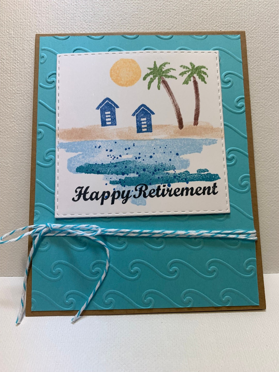 3D Beach Retirement Card: Handmade Stamped Greeting Card - Etsy