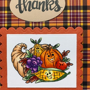 Give Thanks Card, 3D Thanksgiving Card, Cornucopia Give Thanks Card ...