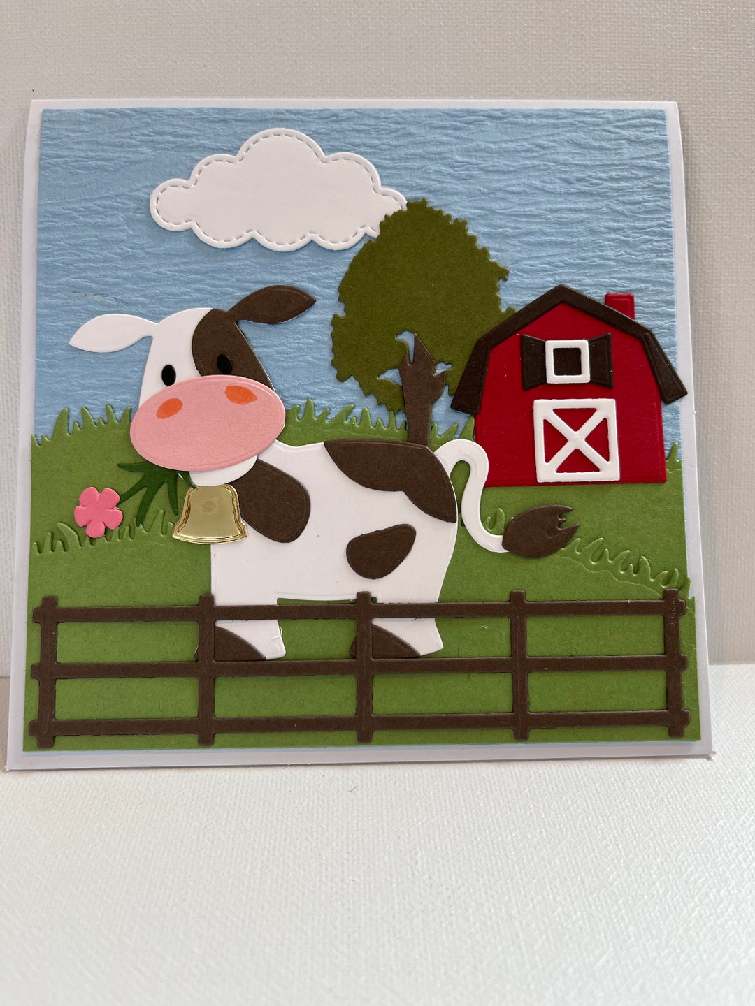 On the Farm Card, Cow and Barn Card, Any Occasion Card, 3D Cow and Barn ...