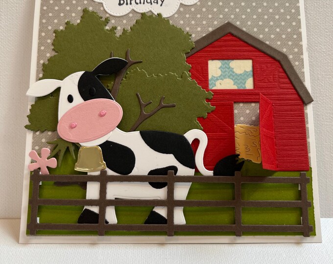 Happy Birthday Card, on the Farm Card, Cow in the Trees and Barn Card ...