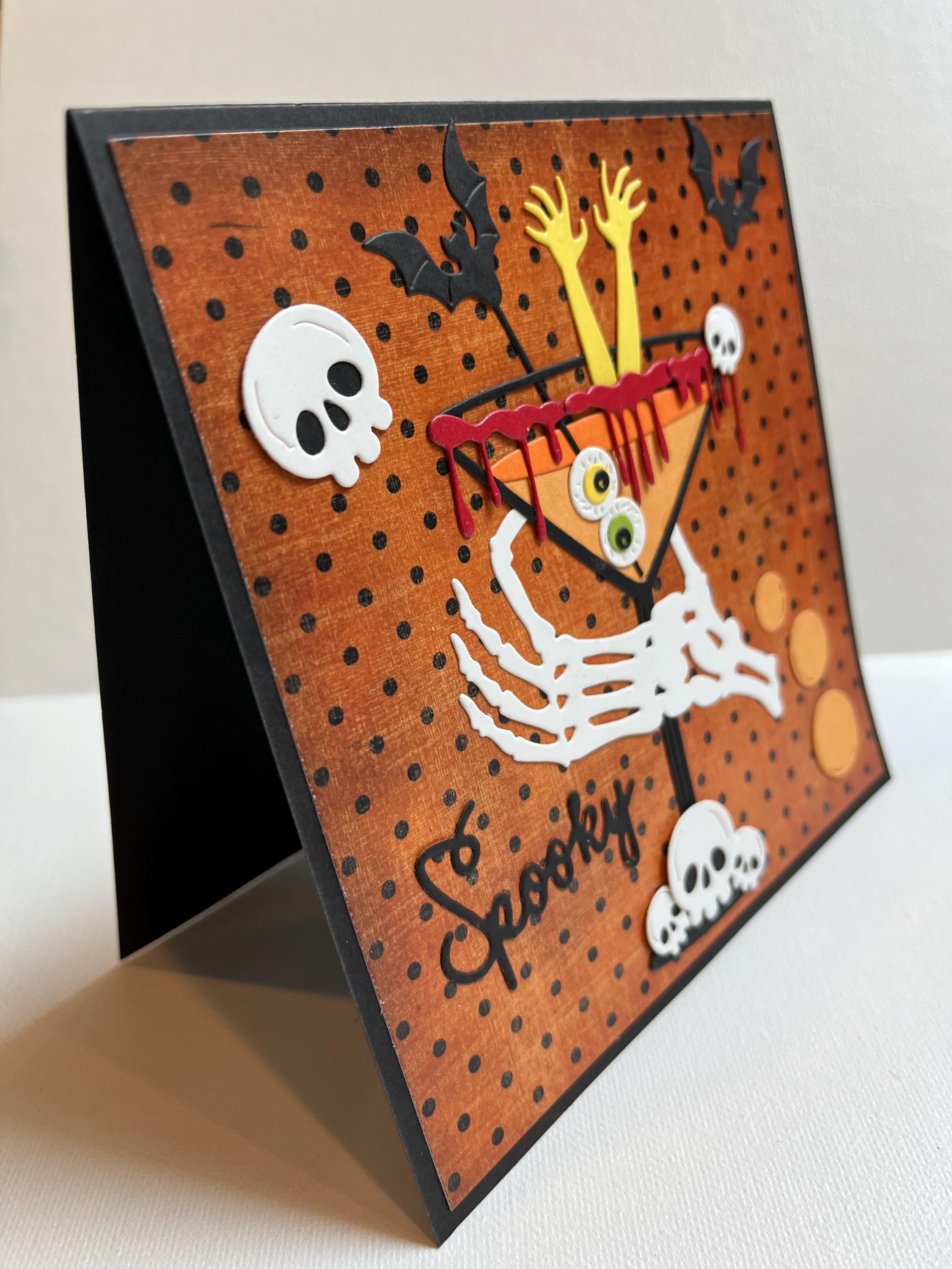 Spooky Halloween Card, Witches Brew With Eyeballs Skulls and Witch Hats ...