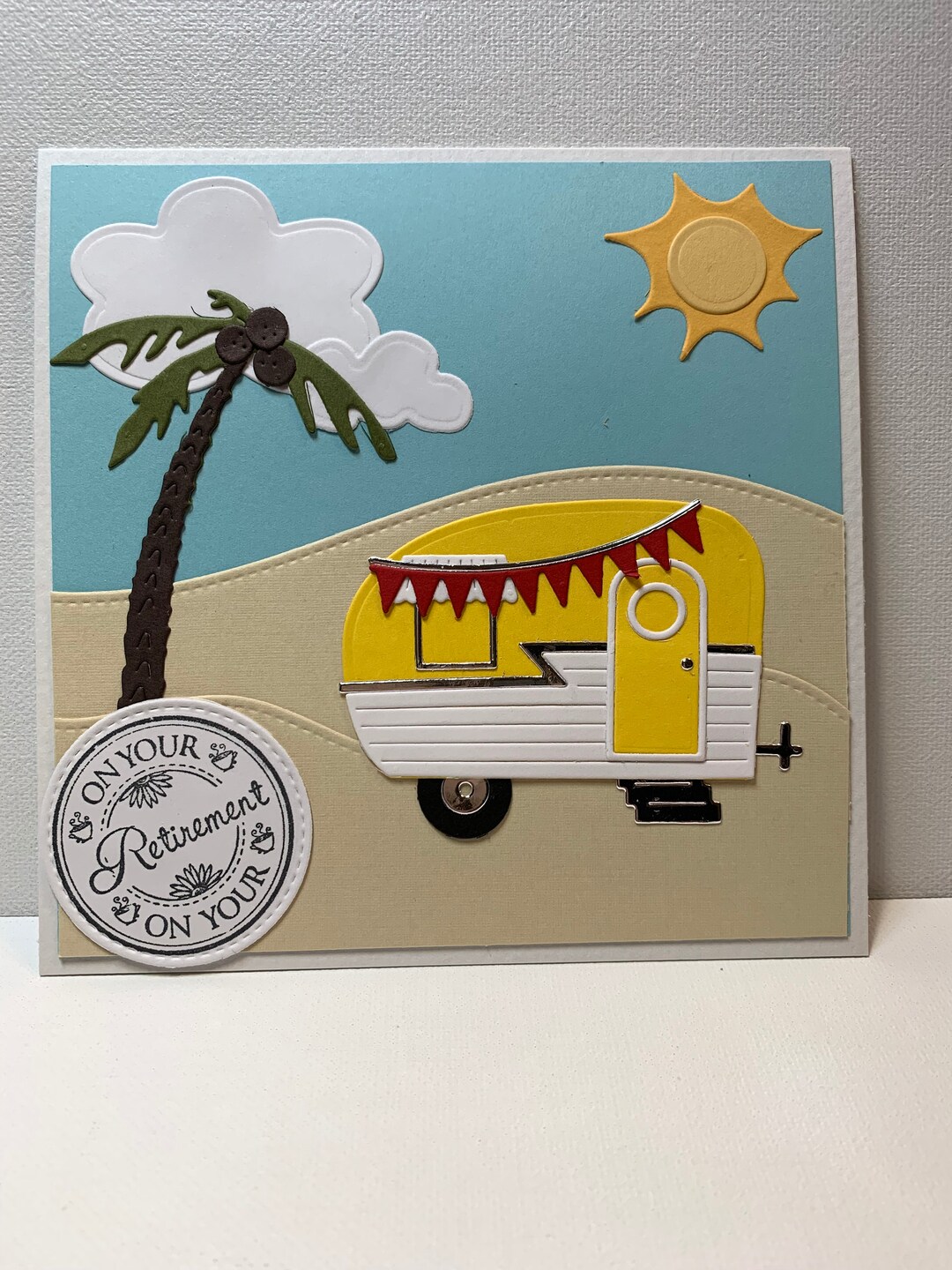 Handmade 3D Retirement Card: Beach Camp Trailer - Etsy
