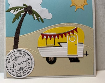 Retirement Card, "camping on the Beach" Retirement Card, Handmade ...