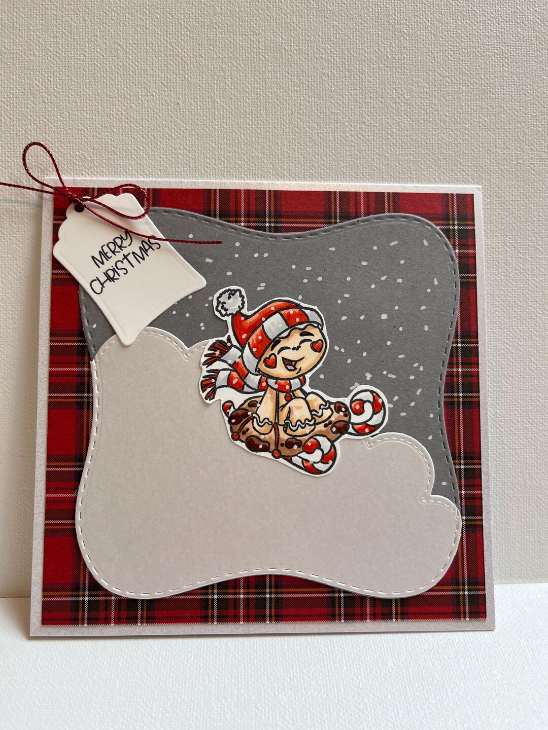 Handmade Gingerbread Man Christmas Card: Sledding in Snow - Etsy