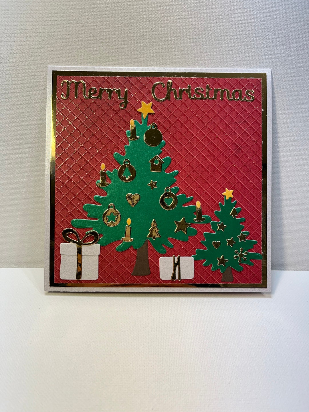 Merry Christmas Card Handmade Christmas Trees Card 3D - Etsy