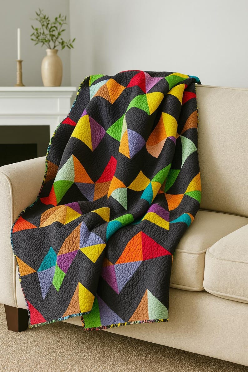 Handmade Pride Quilt: Chevron Throw Quilt, LGBTQ+ Rainbow - Etsy