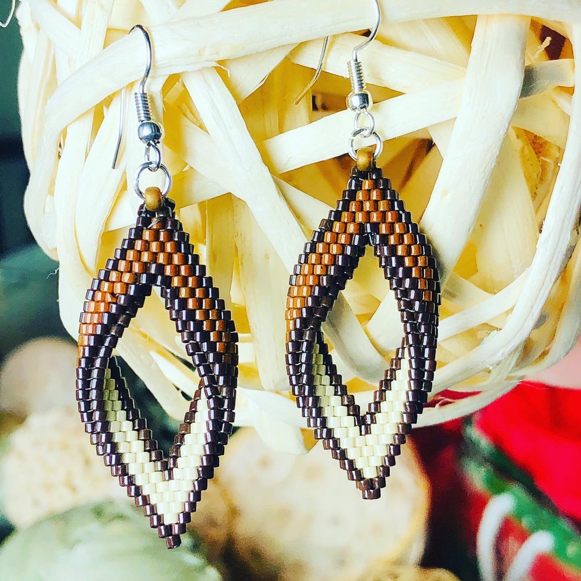 Twisted Peyote Leaf Earring Tutorial Delica Beading Pattern Pdf Etsy