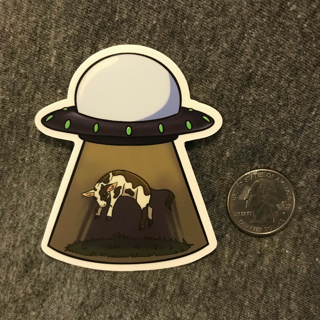UFO Cow Abduction Vinyl Sticker - Etsy