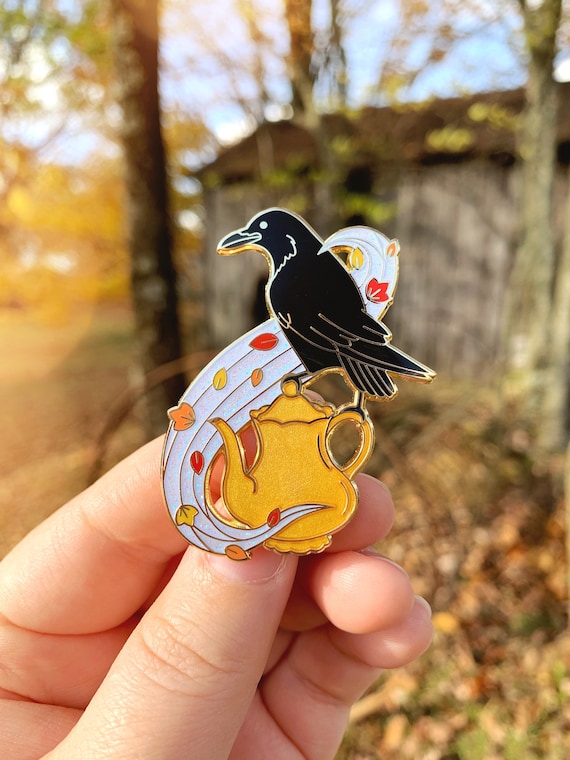 Enchanted Raven Enamel Pin - Etsy