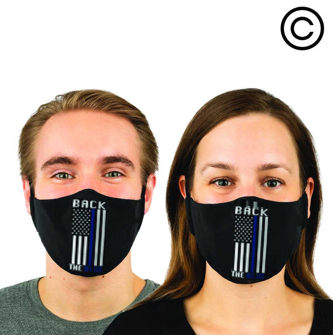 Back the Blue Face Mask Couple Set | Thin Blue Line Masks (2 Pcs) - Etsy