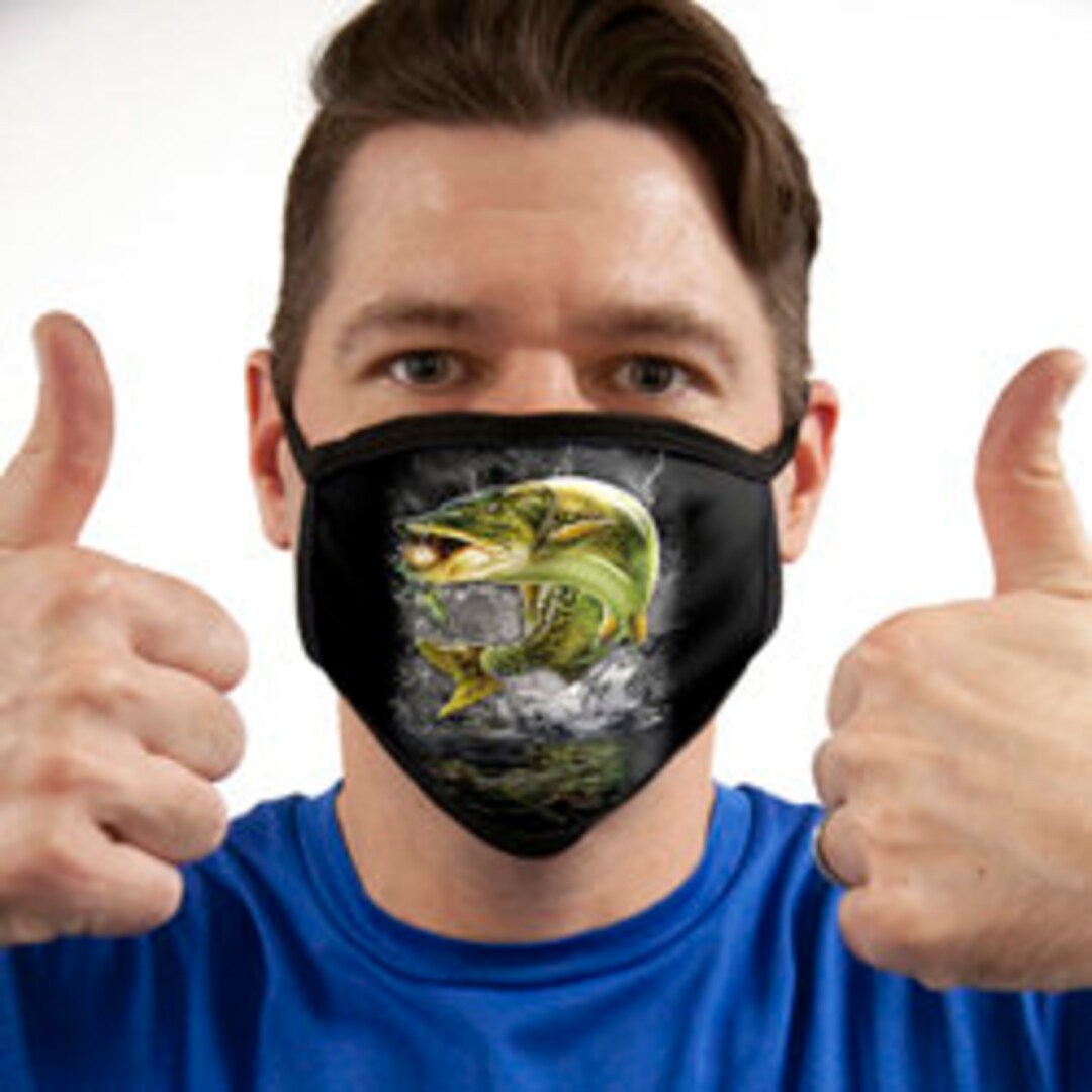 Bass Fish Face Mask | Reusable Cotton Blend, Unisex - Etsy